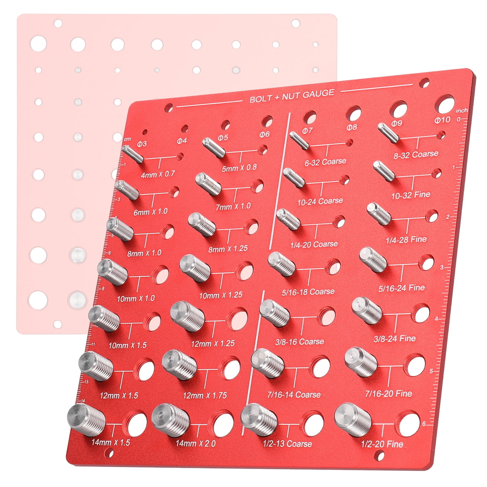 Thread Nut Bolt Size Checker Aluminum Alloy Gauge for Metric and ...