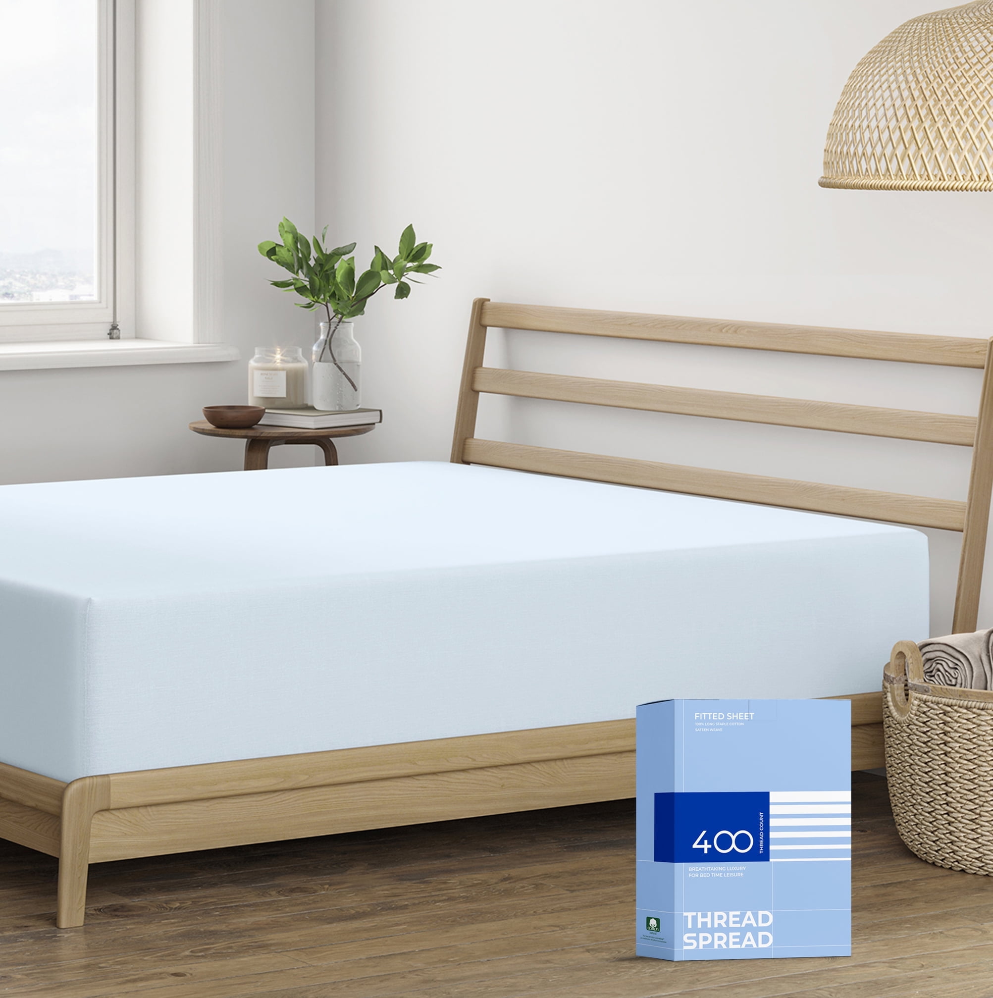 THREAD SPREAD 100% Cotton Full Size Fitted Sheet Only - 400 Thread ...