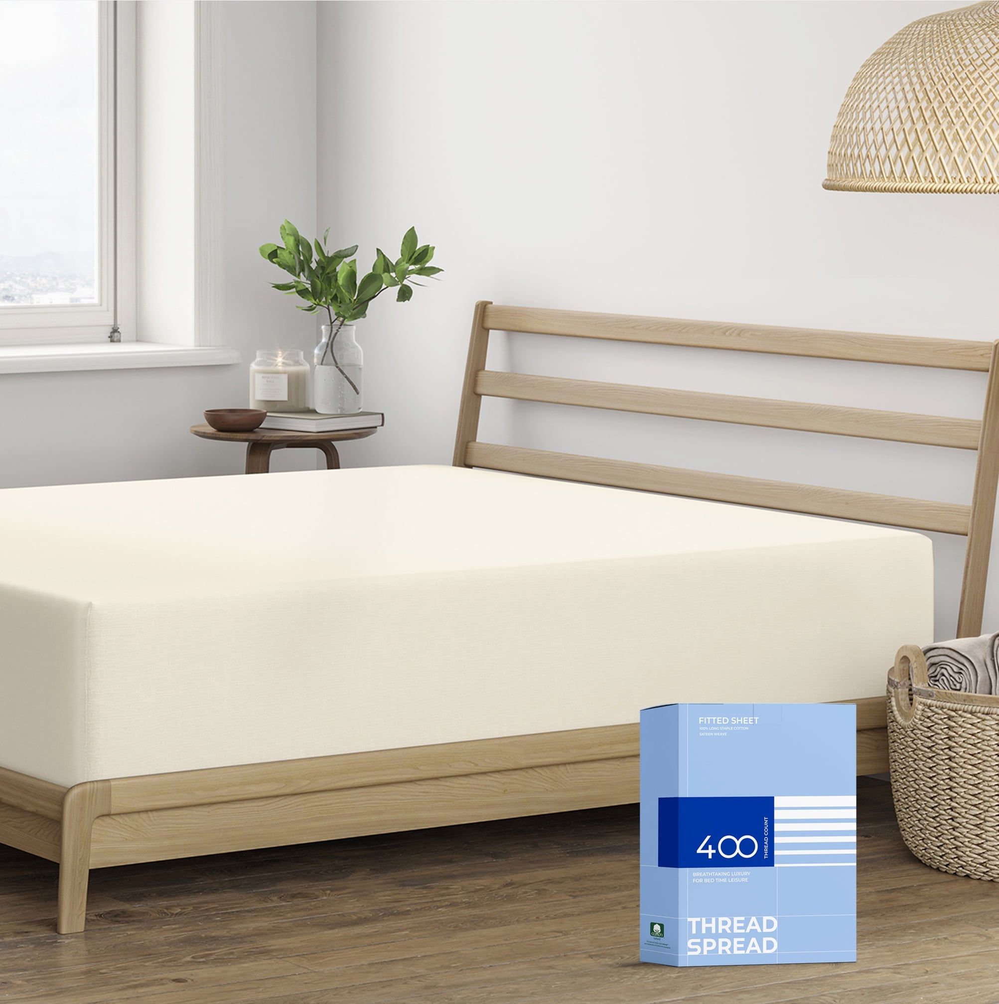 Thread Spread 100% Cotton Twin XL Fitted Sheet - 400 Thread Count, Soft ...