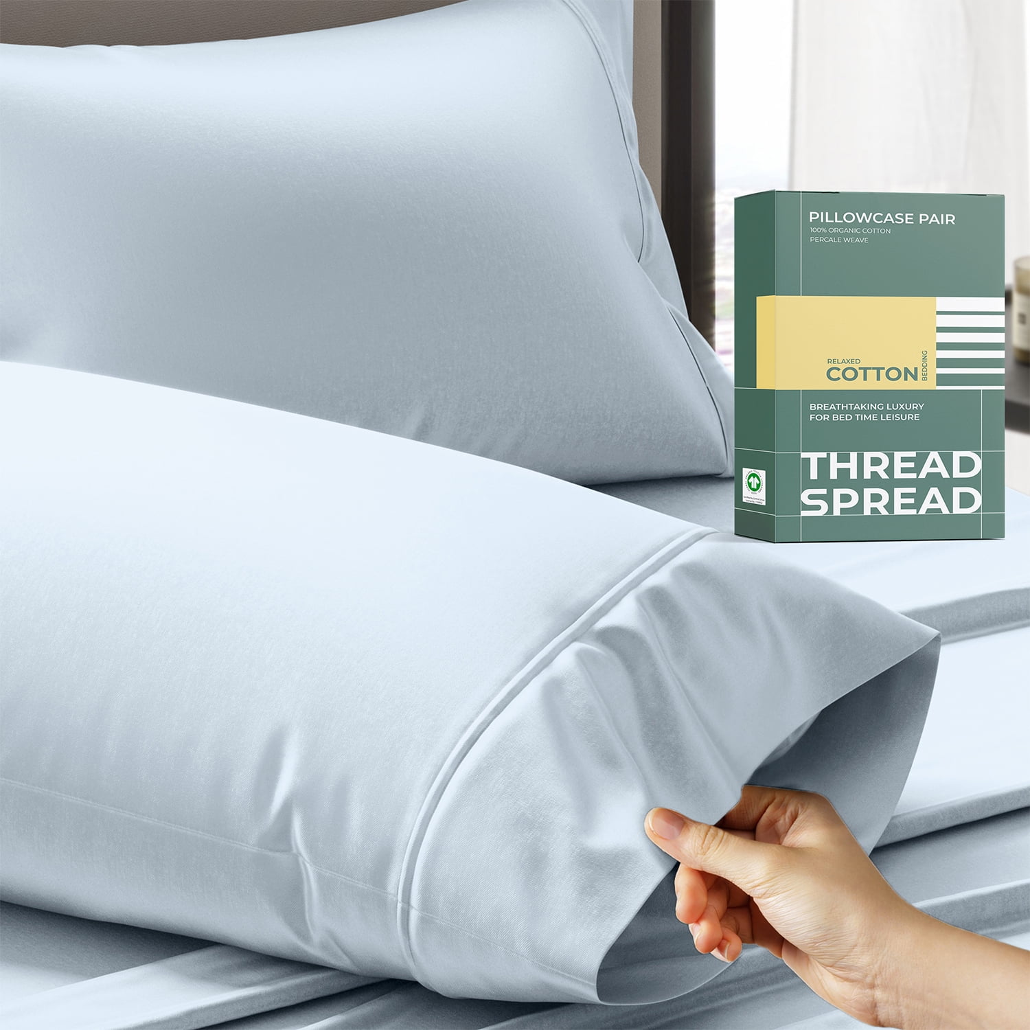 Thread Spread 100% Organic Cotton Percale Pillow Cases Standard/Queen ...