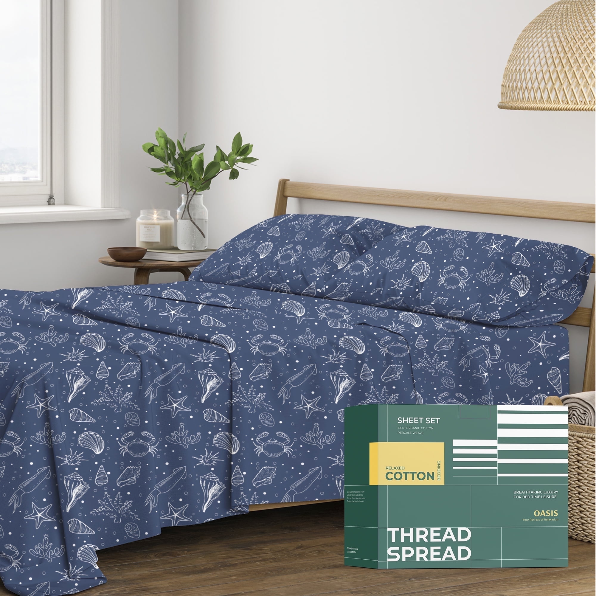 THREAD SPREAD 100% Organic Cotton Full Size Sheets - Percale Weave ...