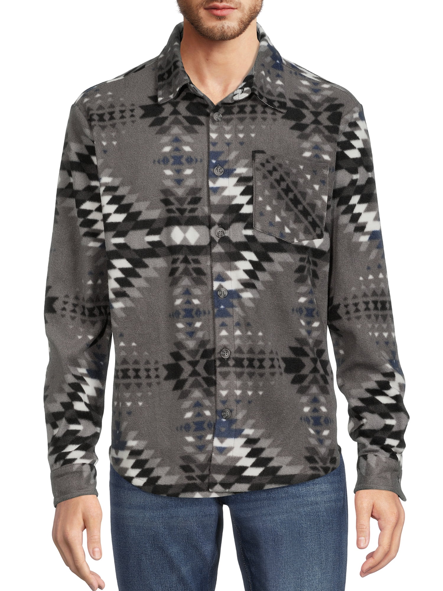 Thread Wave Men’s Polar Fleece Overshirt with Long Sleeves - Walmart.com