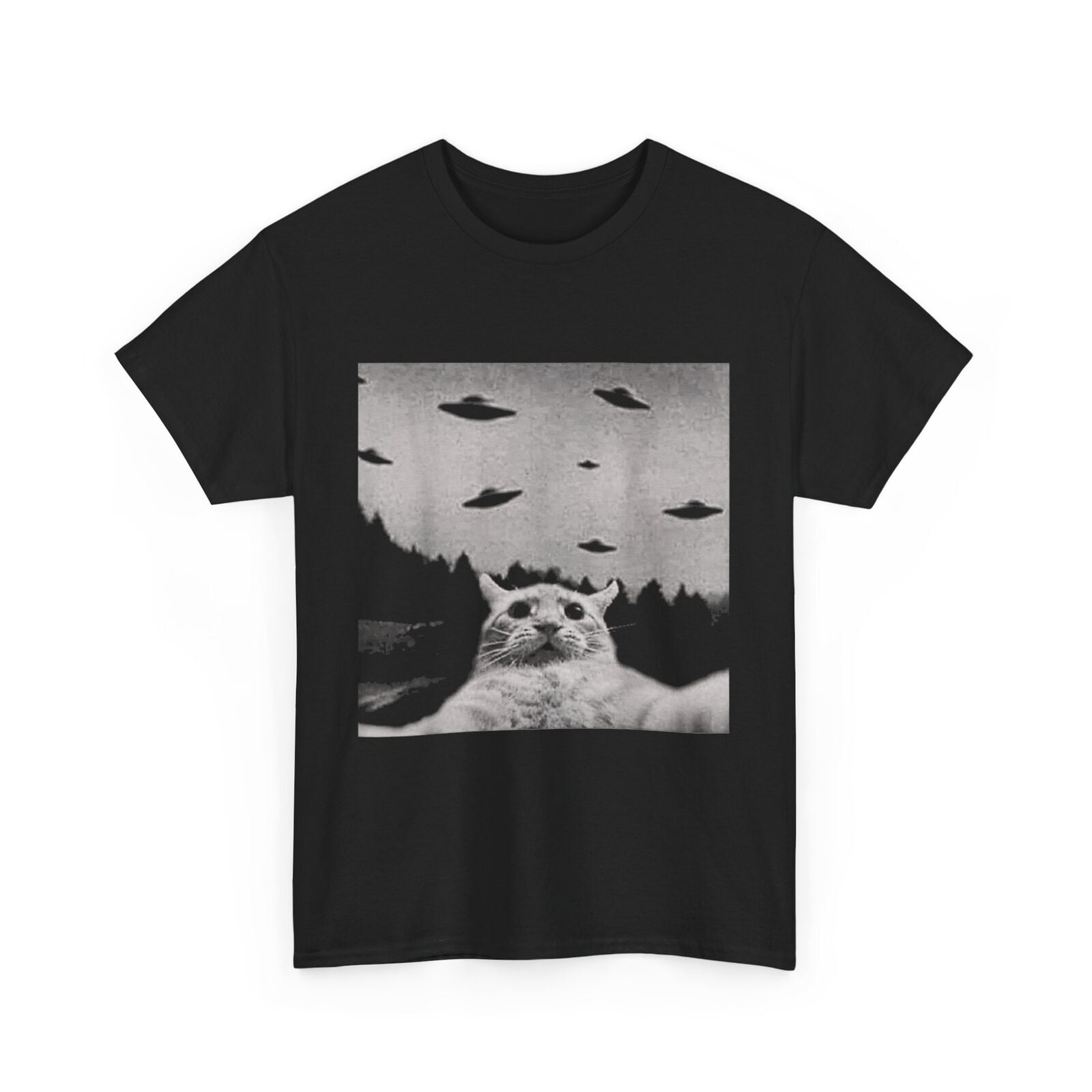 Thread Weird Alien Cat UFO T-Shirt, UFO Flaying Saucer Cats Lovers Funny Shirt - Walmart.com