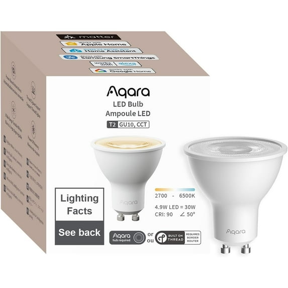 Thread/Zigbee Smart LED Light Bulb T2 GU10, Tunable White (2700K-6500K ...