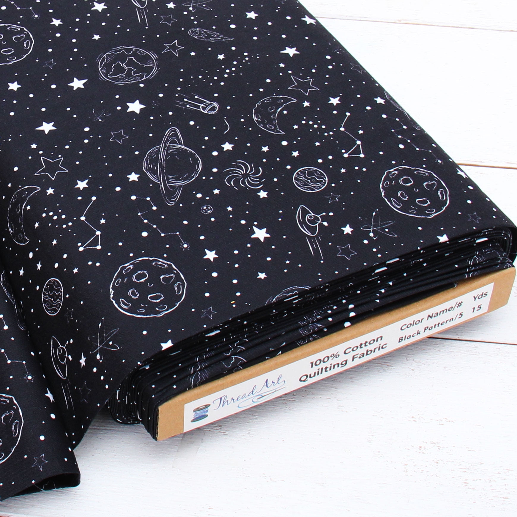 ThreadArt Premium Cotton Quilting Fabric Sold By The Yard - Black ...