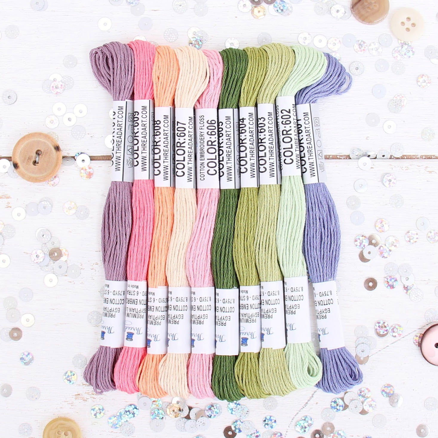 ThreadArt Embroidery Floss Kit, Long Fiber Cotton, Six Strand Set ...