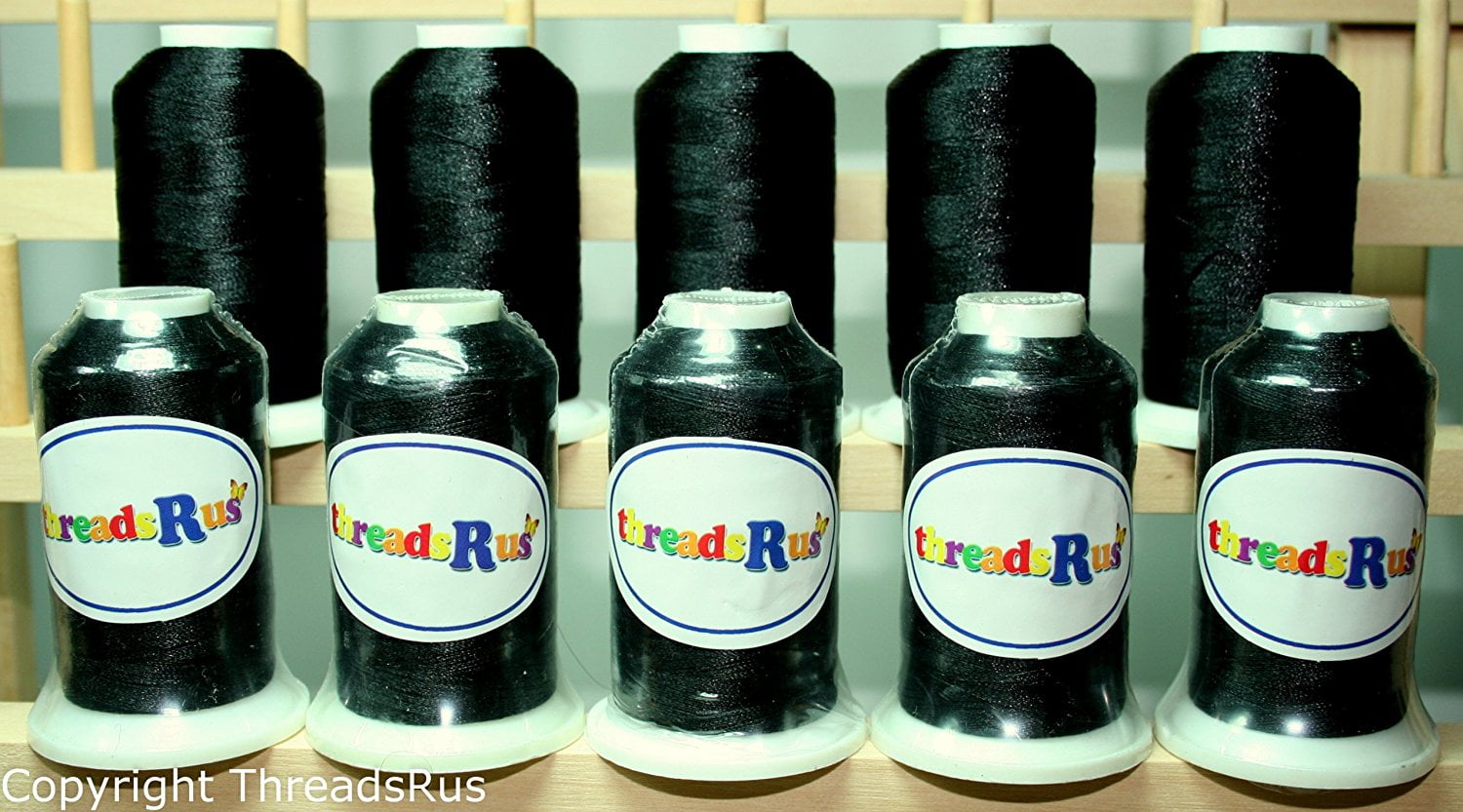 ThreadNanny 10 Black Cones Poly Machine Embroidery Thread - Walmart.com