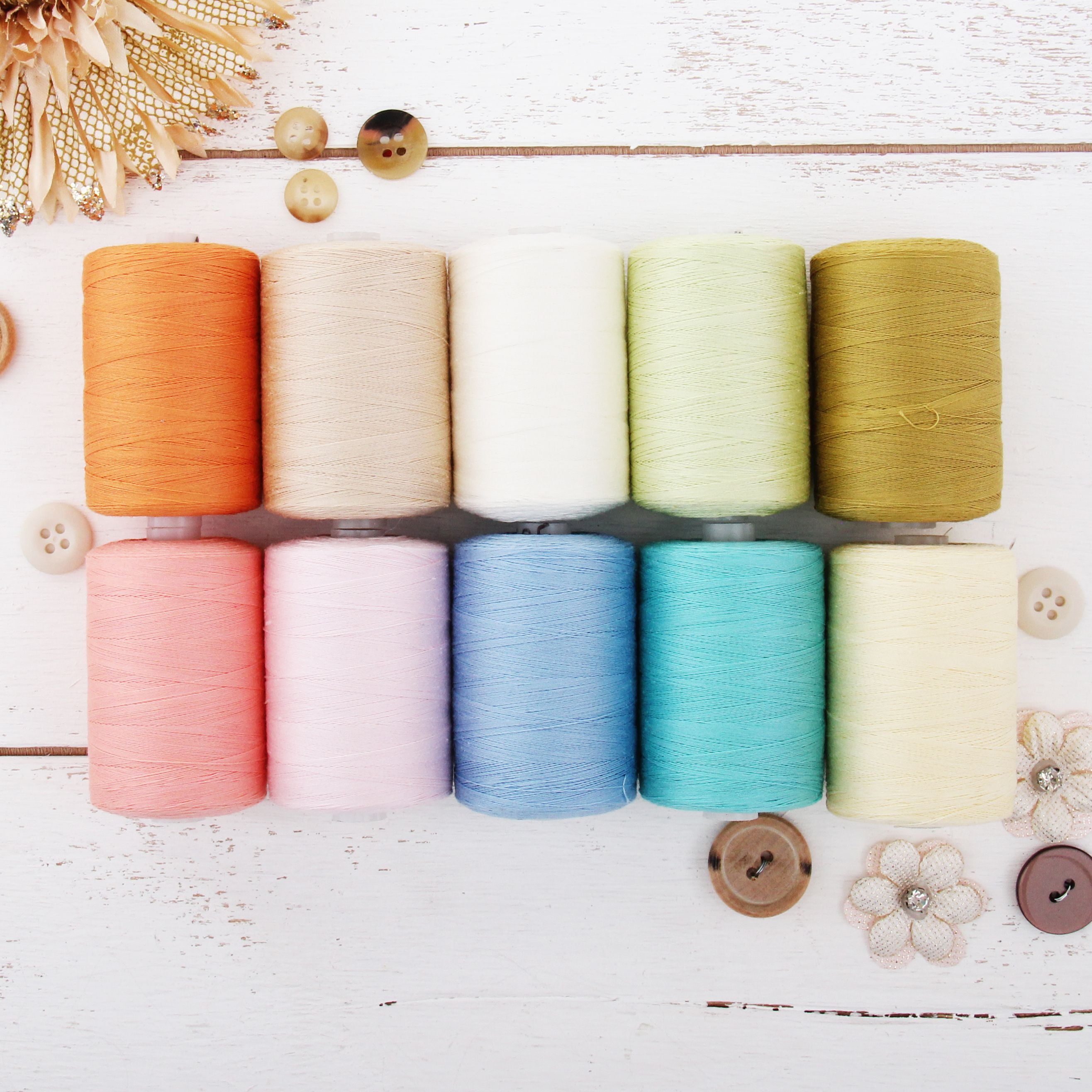 Threadart 100% Cotton Thread Set | 10 Spring Color Spools | 1000M (1100 ...