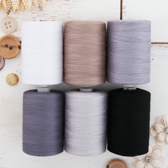 Threadart 100% Cotton Thread Set, 6 Gray Tones, 1000M Spools, Quilting ...
