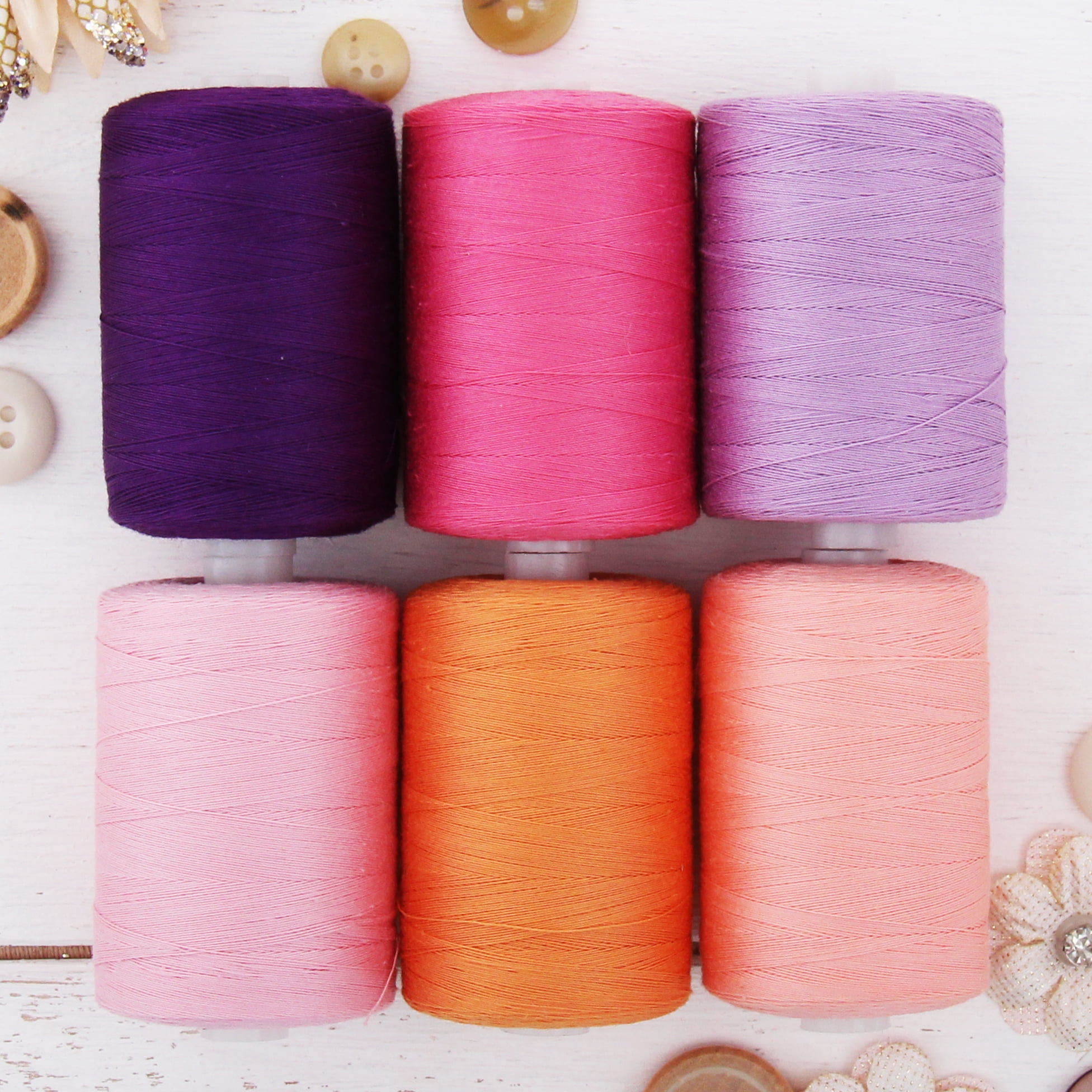 Threadart 100% Cotton Thread Set | 6 Pastel Tones | 1000M (1100 Yards ...