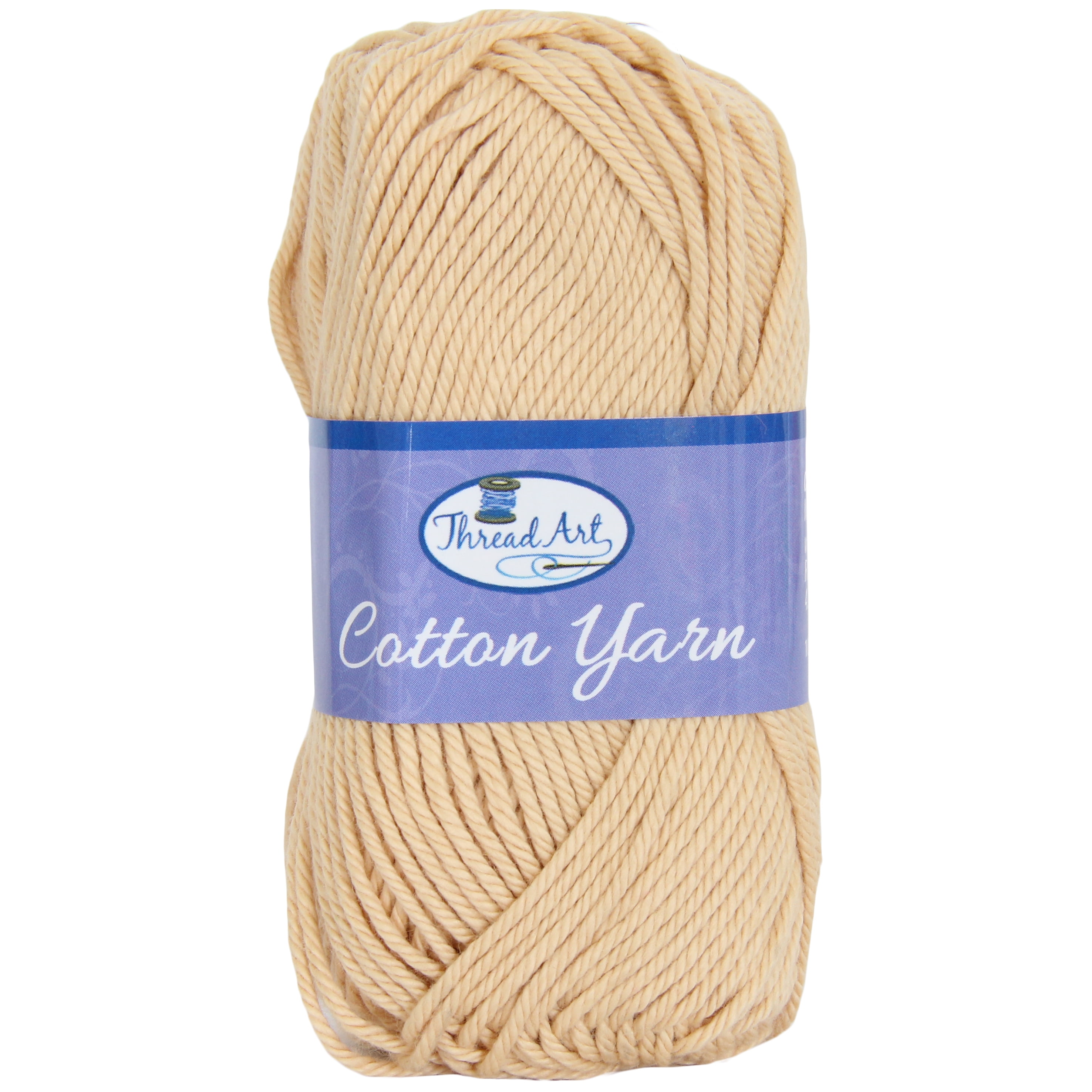 Threadart 100% Cotton Crochet Yarn, Worsted Medium #4, 85 Yards, Light ...