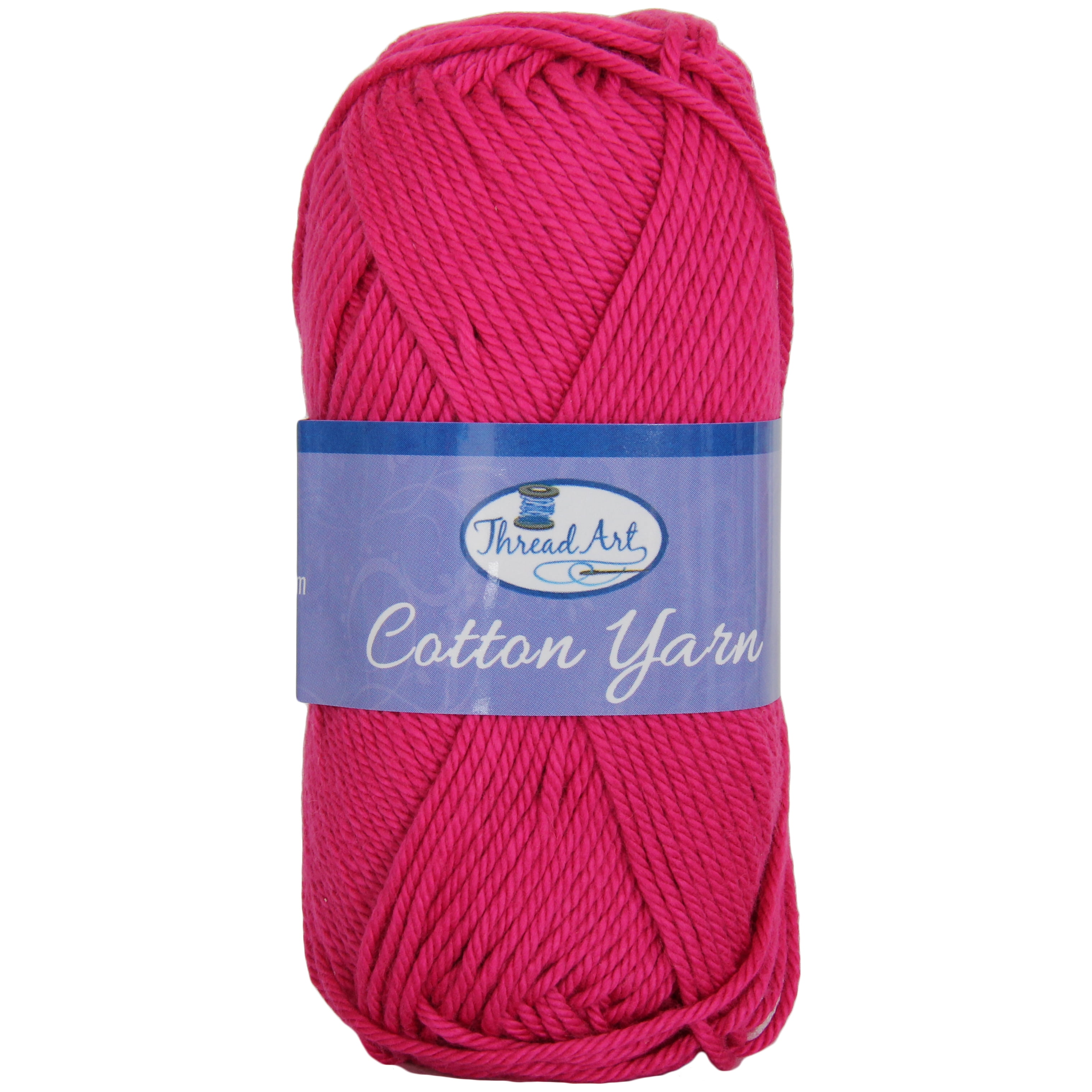 Threadart 100% Cotton Crochet Yarn, Worsted Medium #4, Magenta, 50g, 85 ...