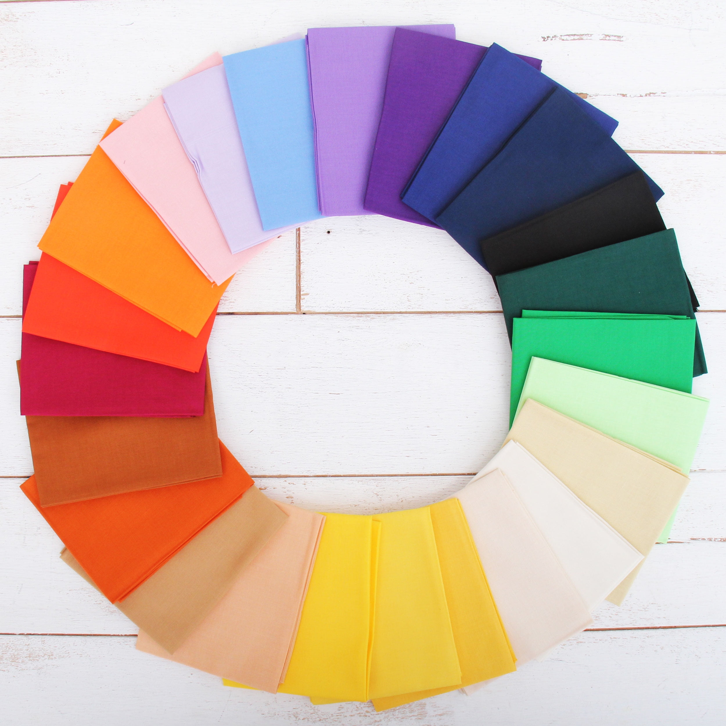 Threadart 24 Fat Quarters Fabric Bundles - Rainbow and Pastel Solids ...