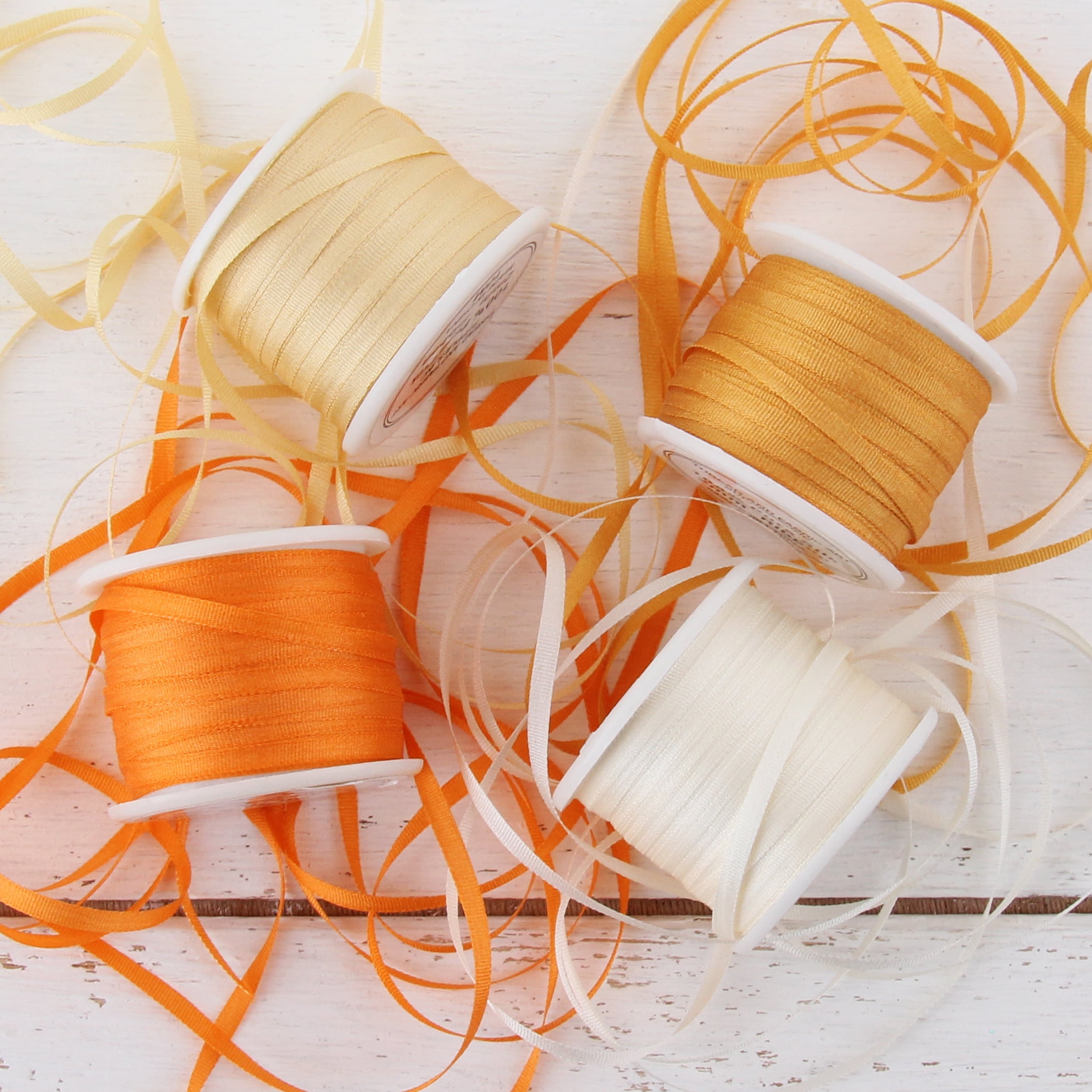 Threadart 2mm Silk Ribbon Set - Orange Shades - Four Spool Collection ...