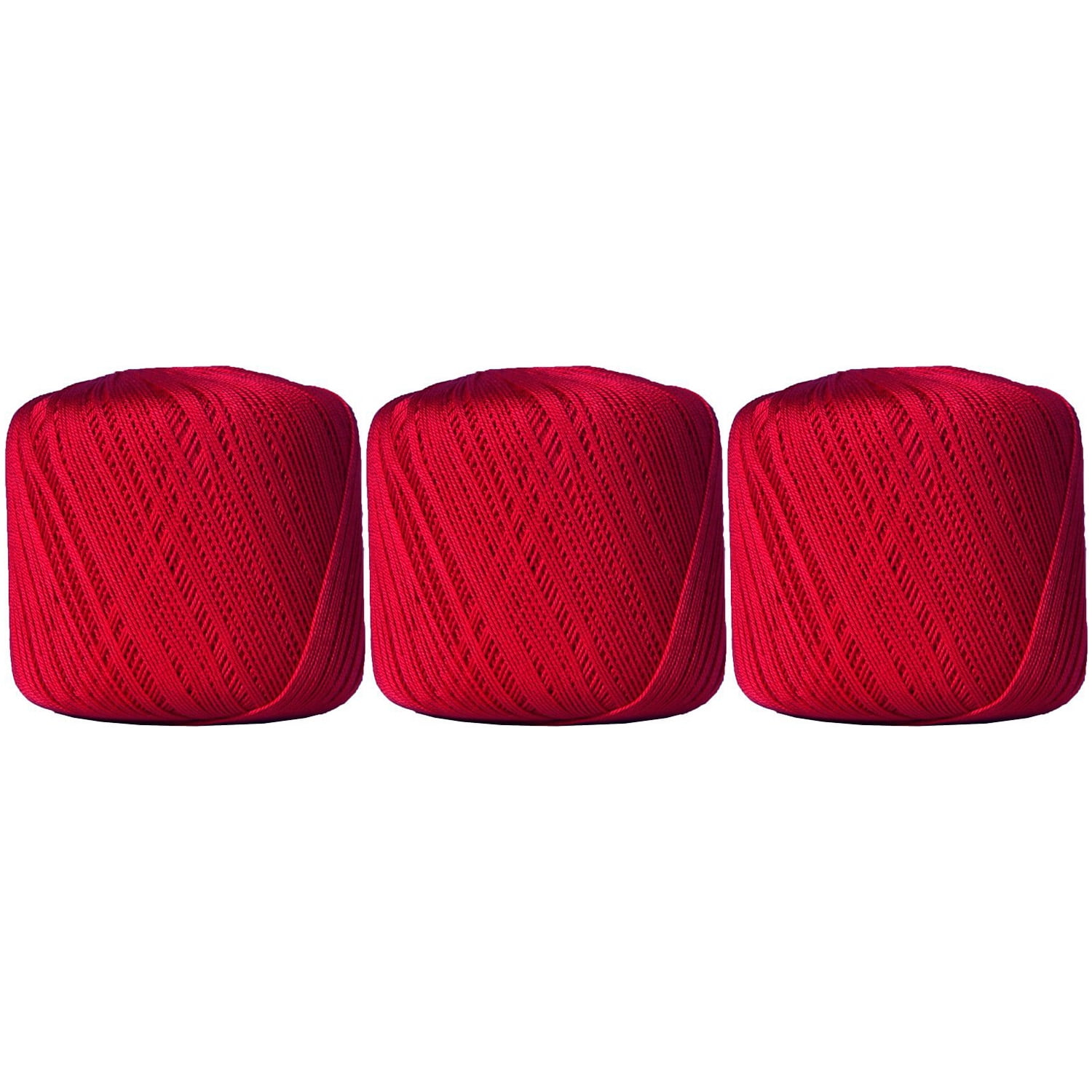 Threadart 3-Pack Cotton Crochet Thread, Size 10, Red, 175 yds, 50g ...