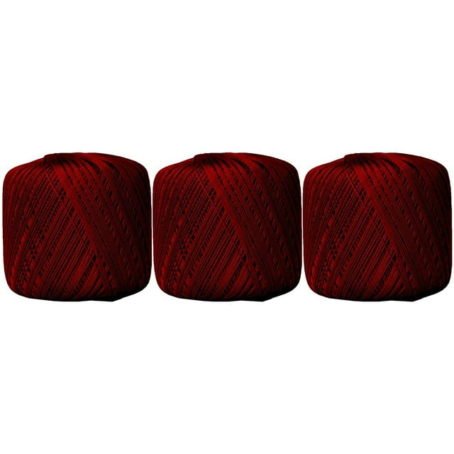 3 Ball Pack Threadart 100% Pure Cotton Crochet Thread - BURGUNDY - For ...