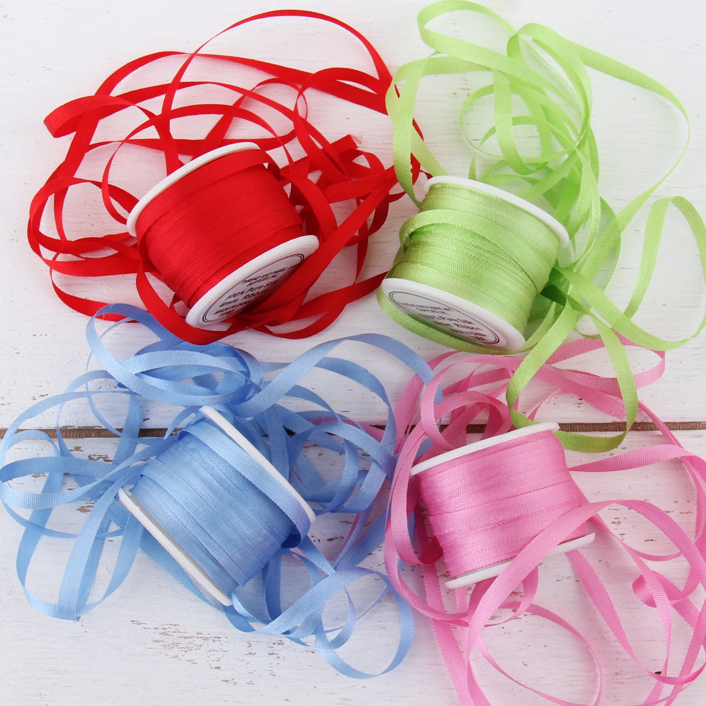 Threadart 4mm Silk Ribbon Set - Bright Shades - Four Spool Collection ...