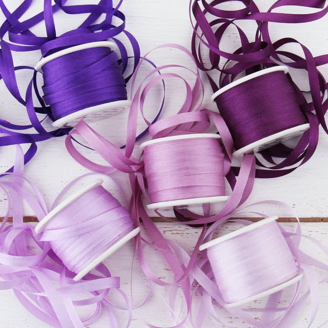 Threadart 4mm Silk Ribbon Set - Purple Shades - Five Spool Collection ...