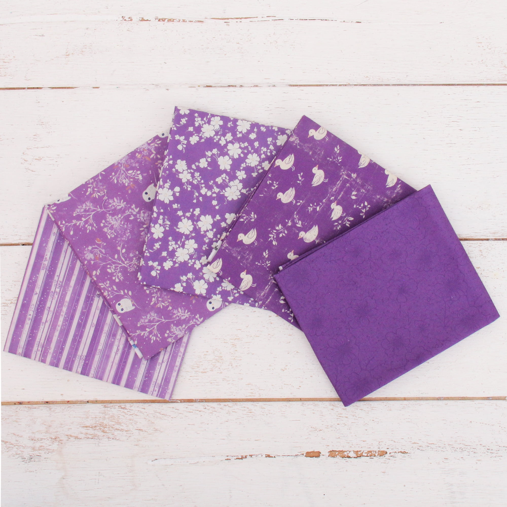 Threadart 5 Fat Quarters Fabric Bundles - Dark Purple Vintage Prints ...