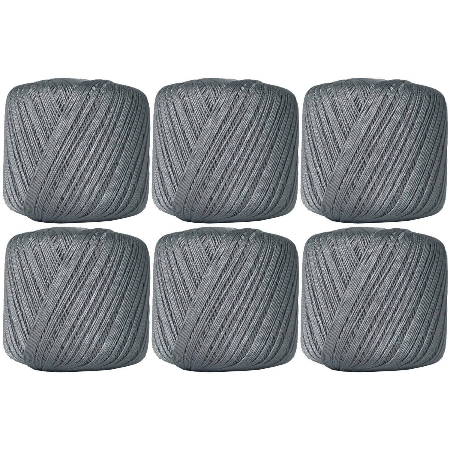 6 Ball Pack Threadart 100% Pure Cotton Crochet Thread - GREY - For ...