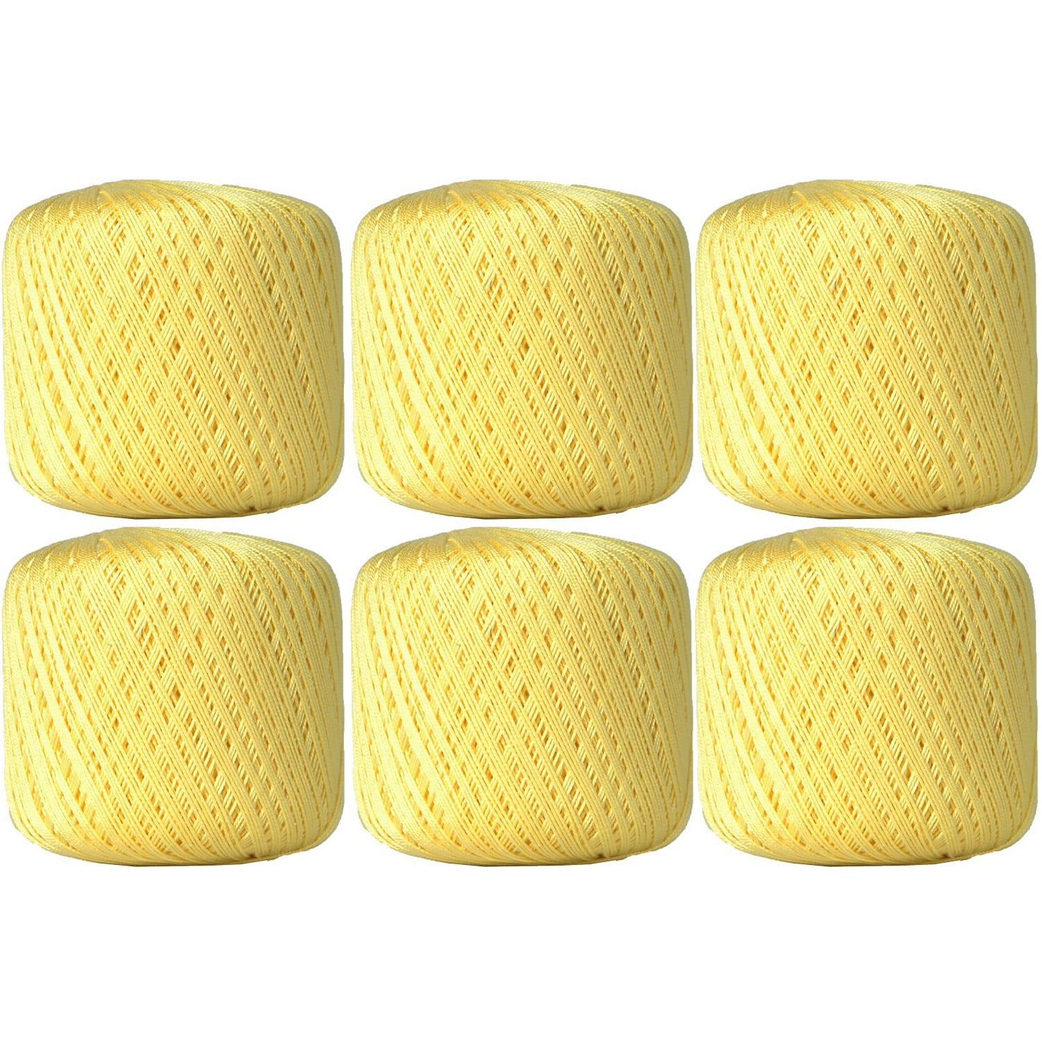 Threadart Cotton Crochet Thread, 6 Ball Pack, Yellow, Size 10, 100% ...