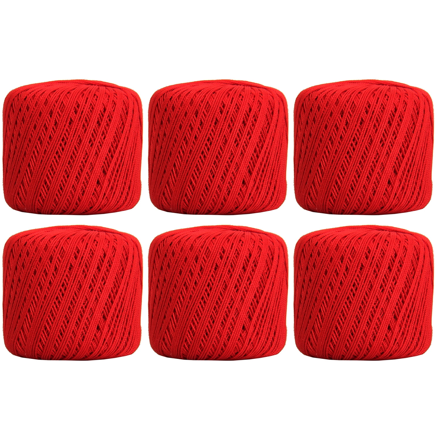 6 Ball Pack Threadart 100% Pure Cotton Crochet Thread - RED - For ...