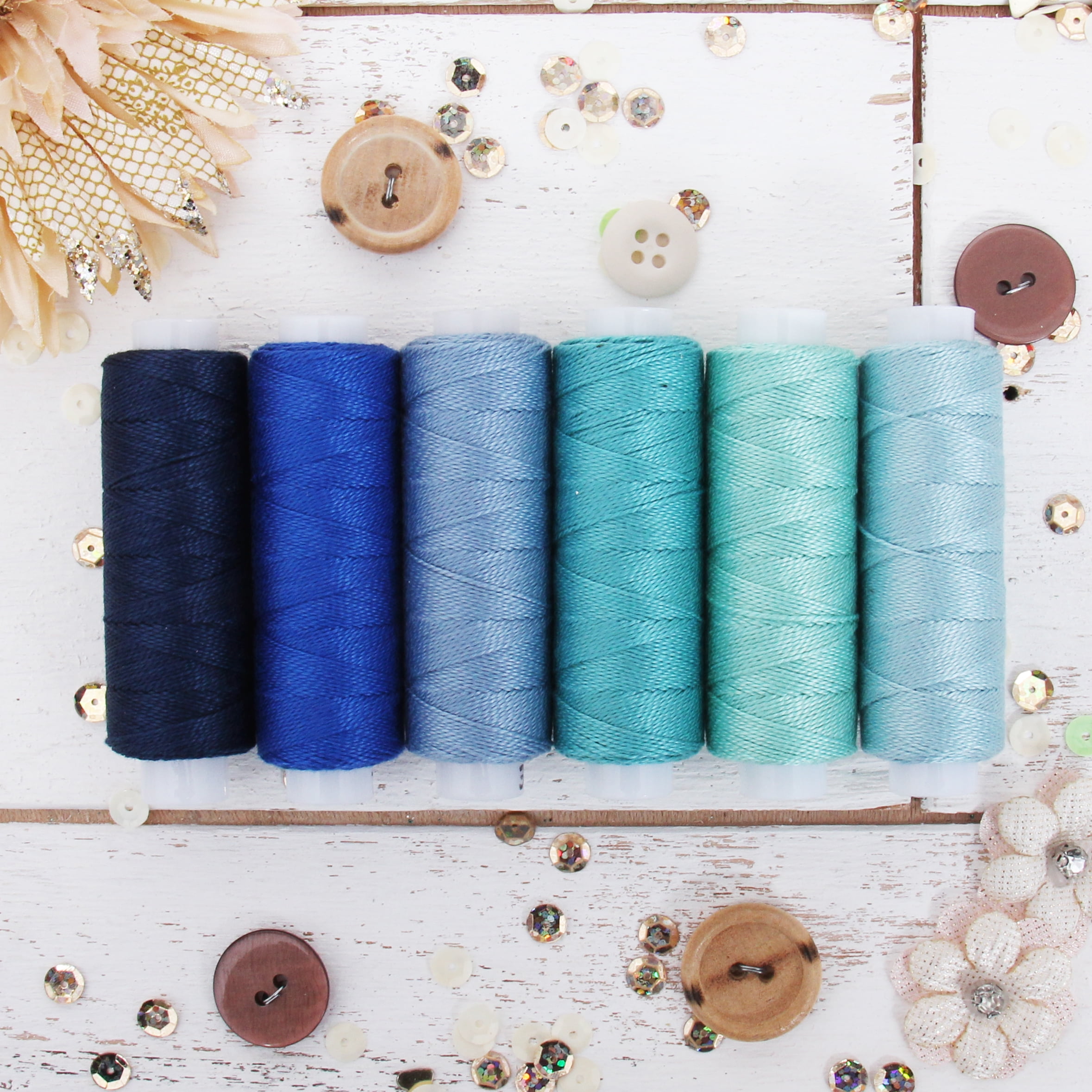 Threadart 6 Color Pearl Cotton Thread Set Blue Shades | 75yd Spools ...