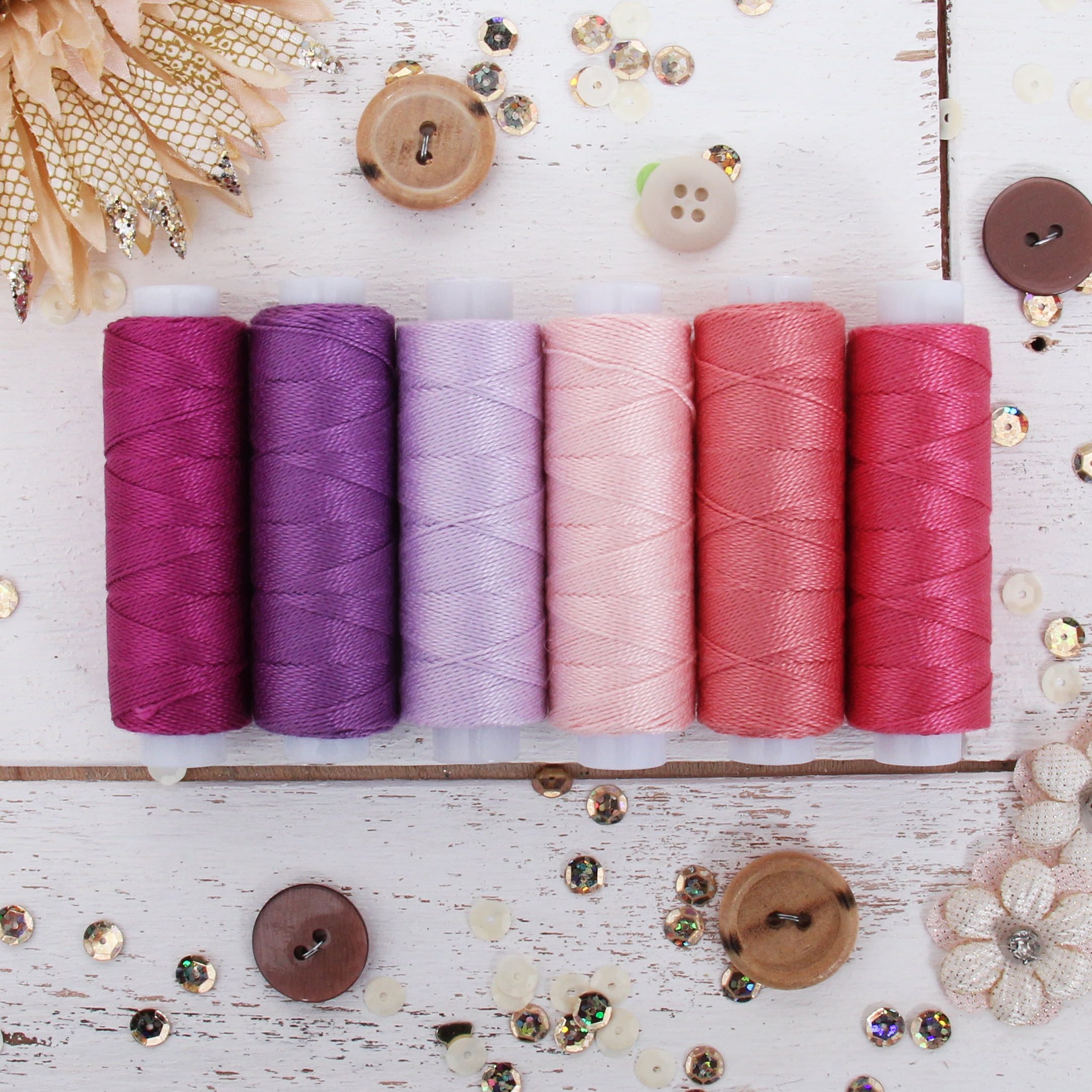 Threadart 6 Color Pearl Cotton Thread Set Purple/Pink Shades | 75yd ...