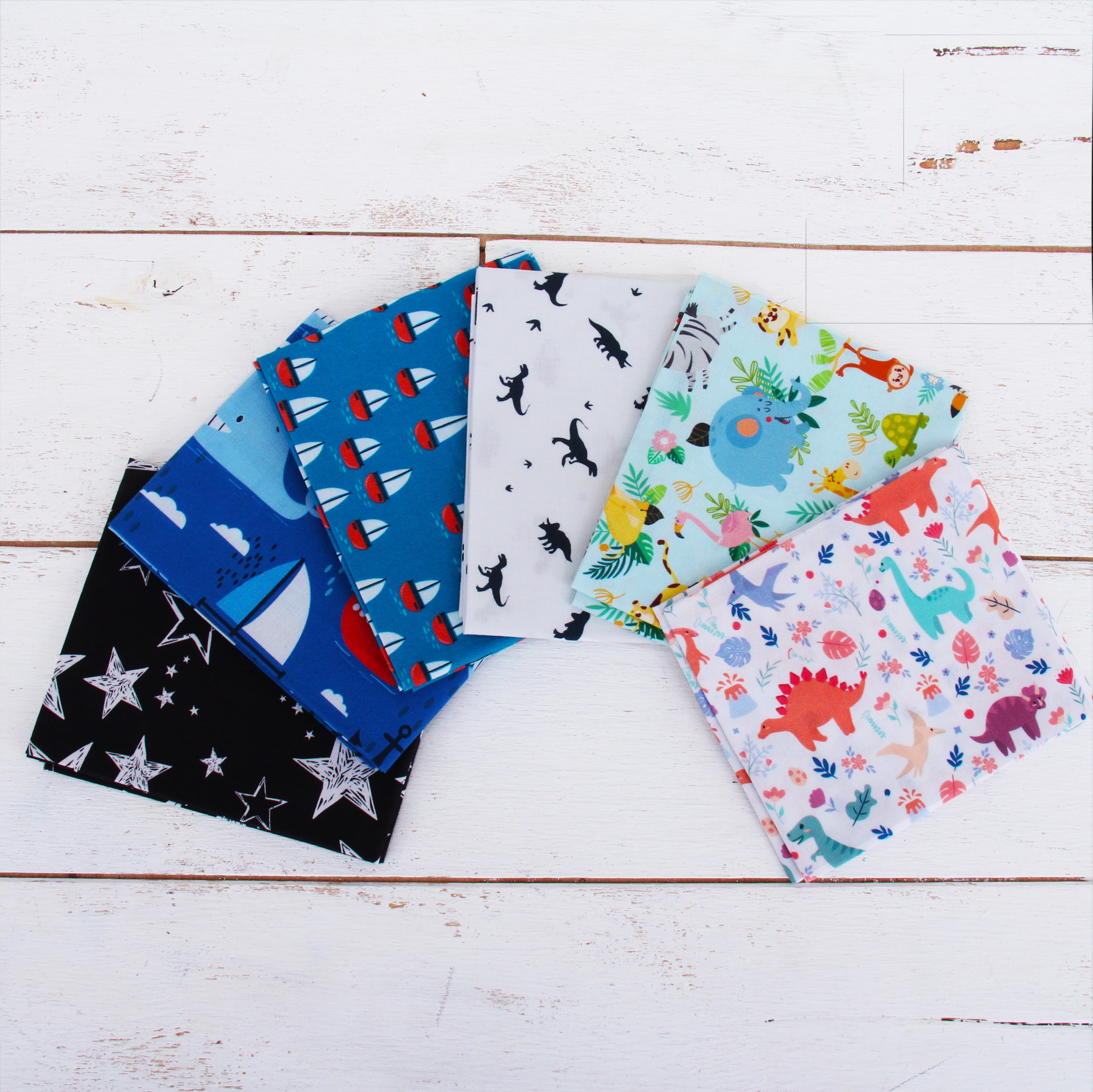 Threadart 6 Fat Quarters Fabric Bundles - Boyish Prints 100% Cotton ...