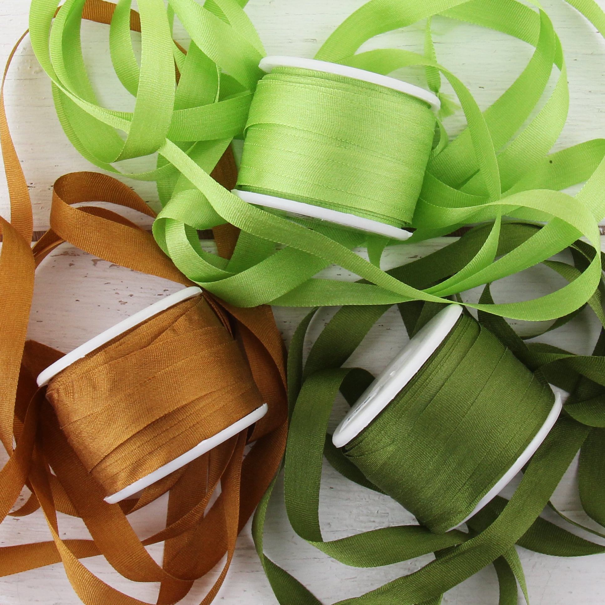Threadart 7mm Silk Ribbon Set - Nature Shades - Three Spool Collection ...