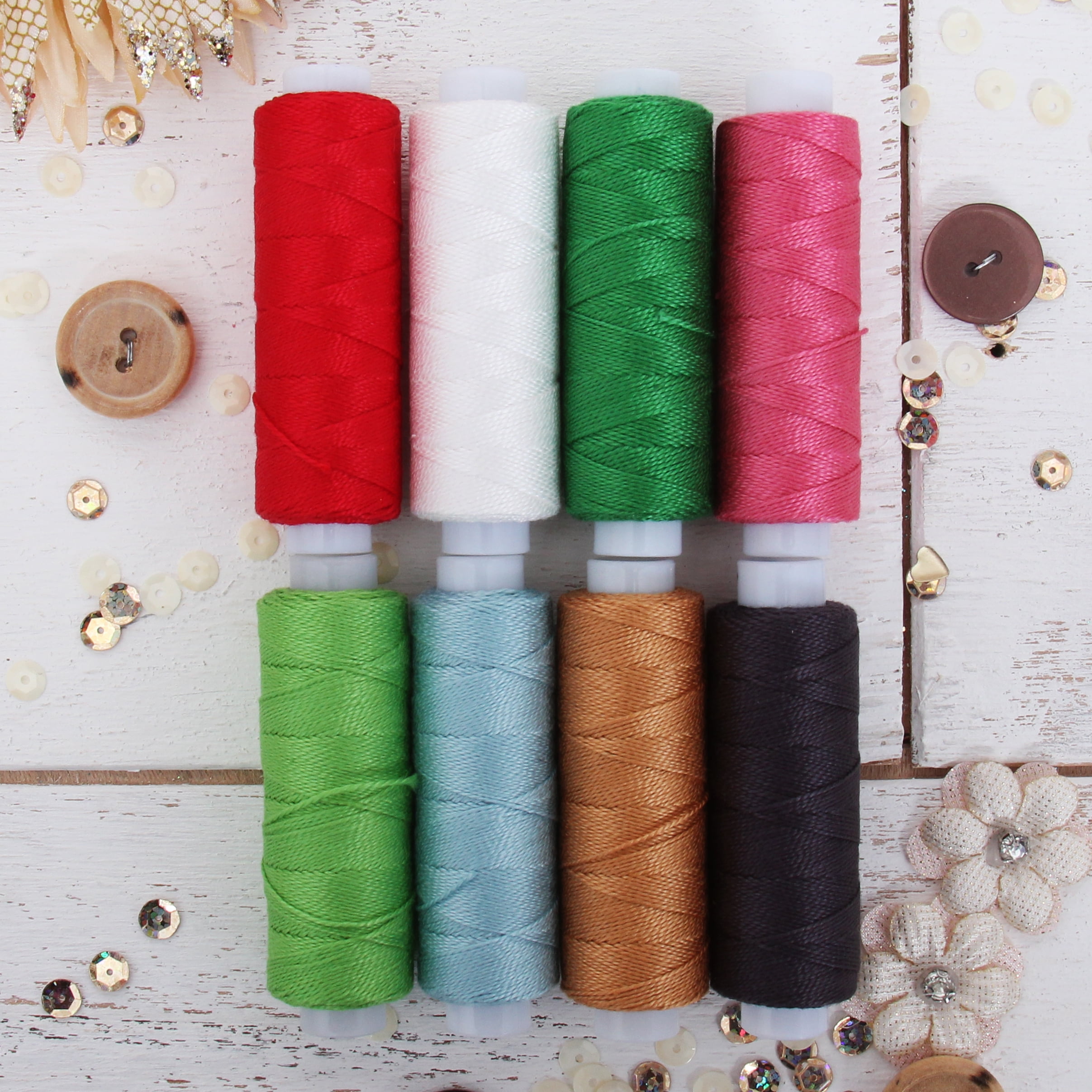 Threadart 8 Color Pearl Cotton Thread Set Christmas Colors | 75yd ...