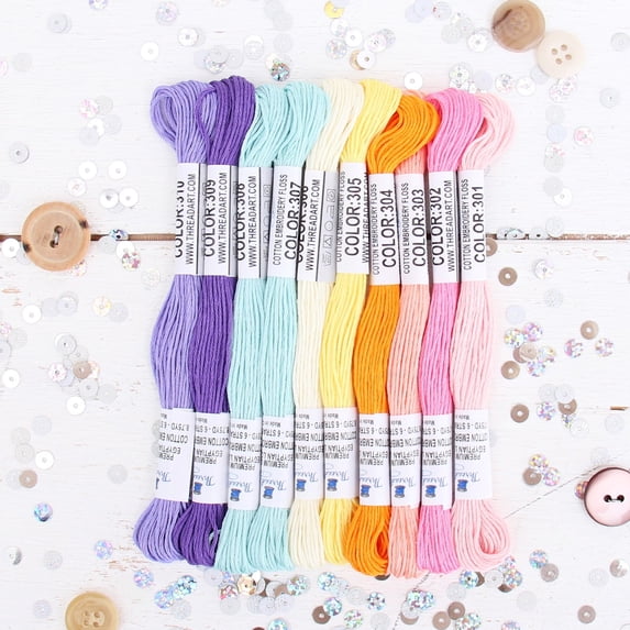 ThreadArt Egyptian Cotton Embroidery Floss Thread Kit - Confetti Colors ...