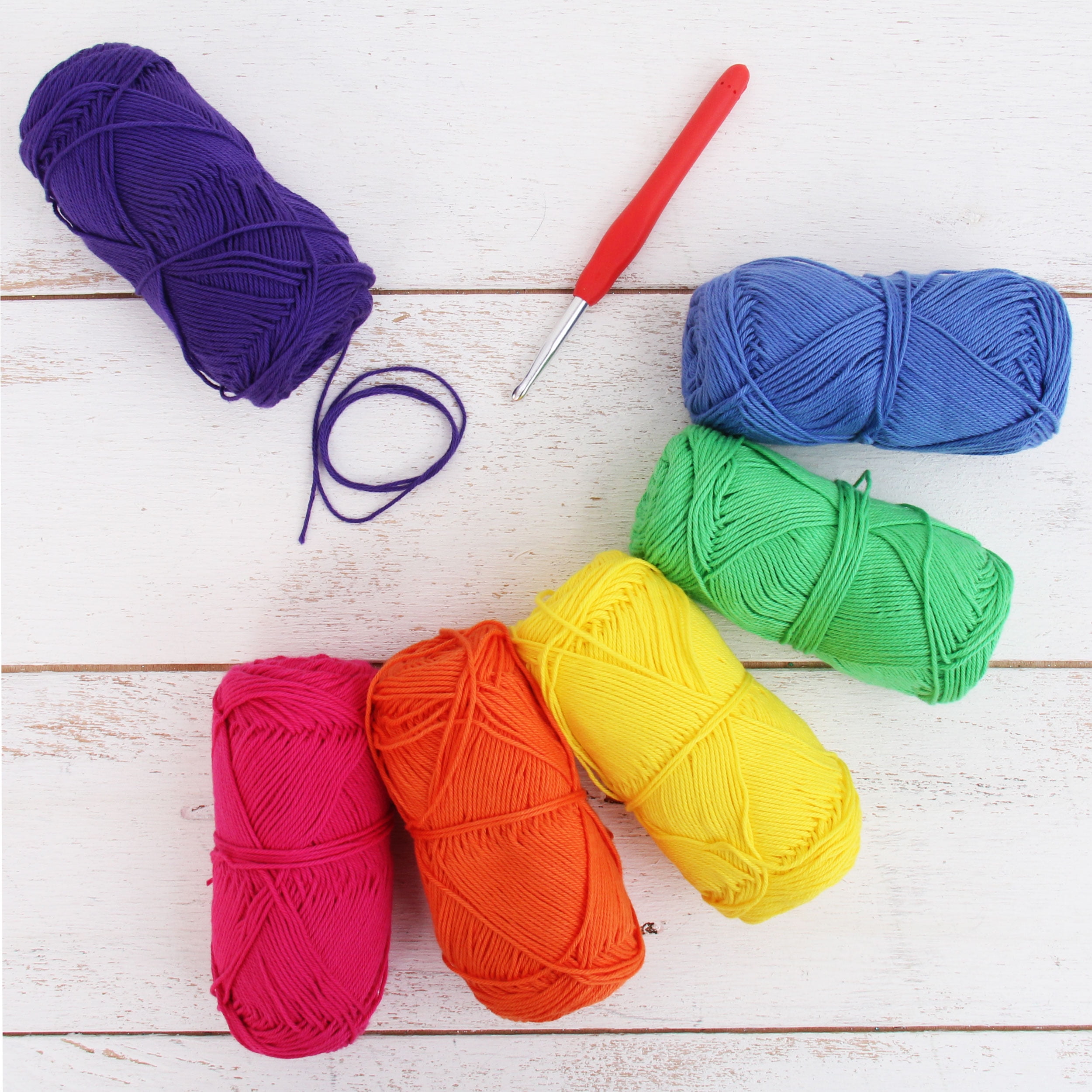 Threadart Crochet 100% Pure Cotton Size 2 Yarn Set | Bright Colors ...