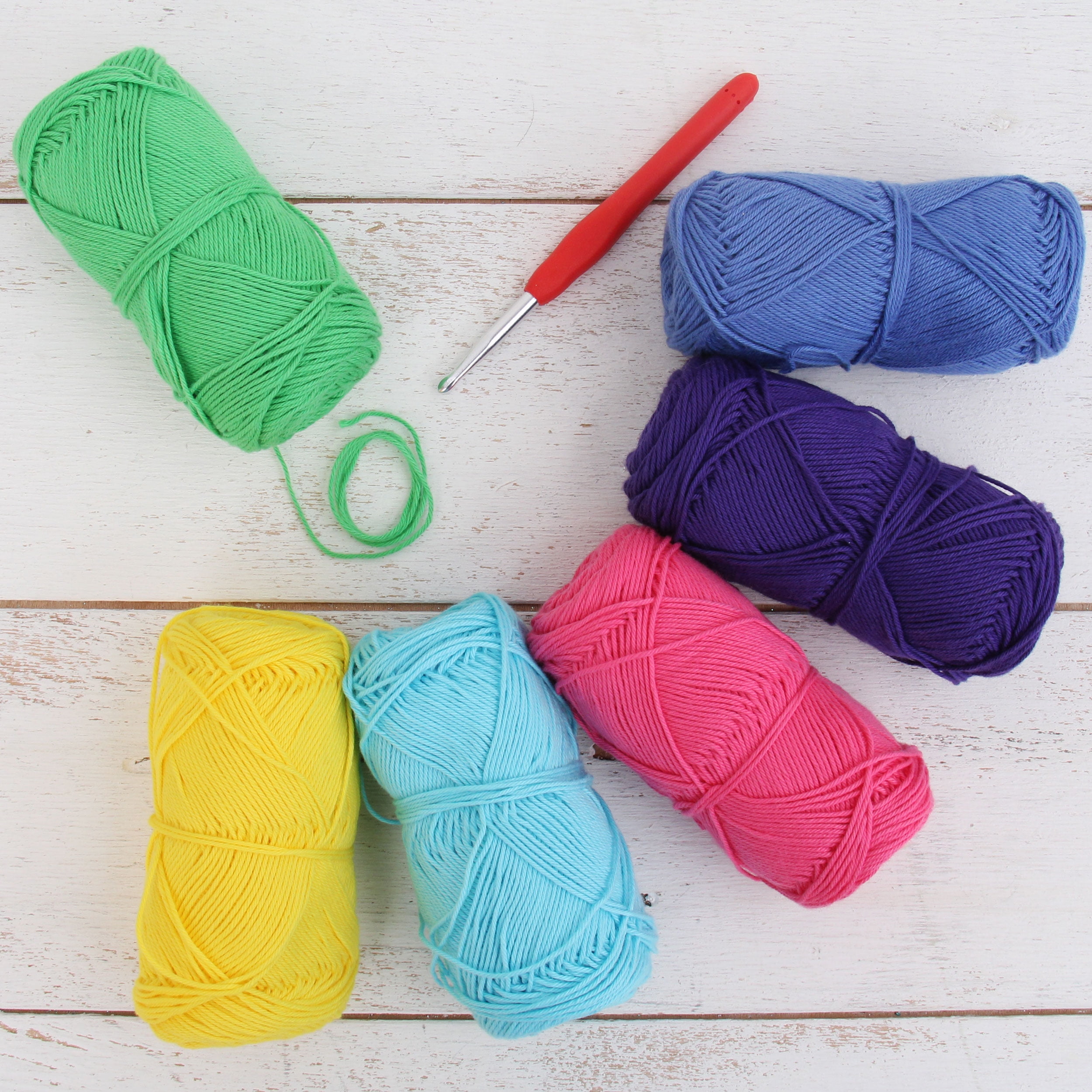 Threadart Crochet 100% Pure Cotton Size 2 Yarn Set | Crayon Colors ...