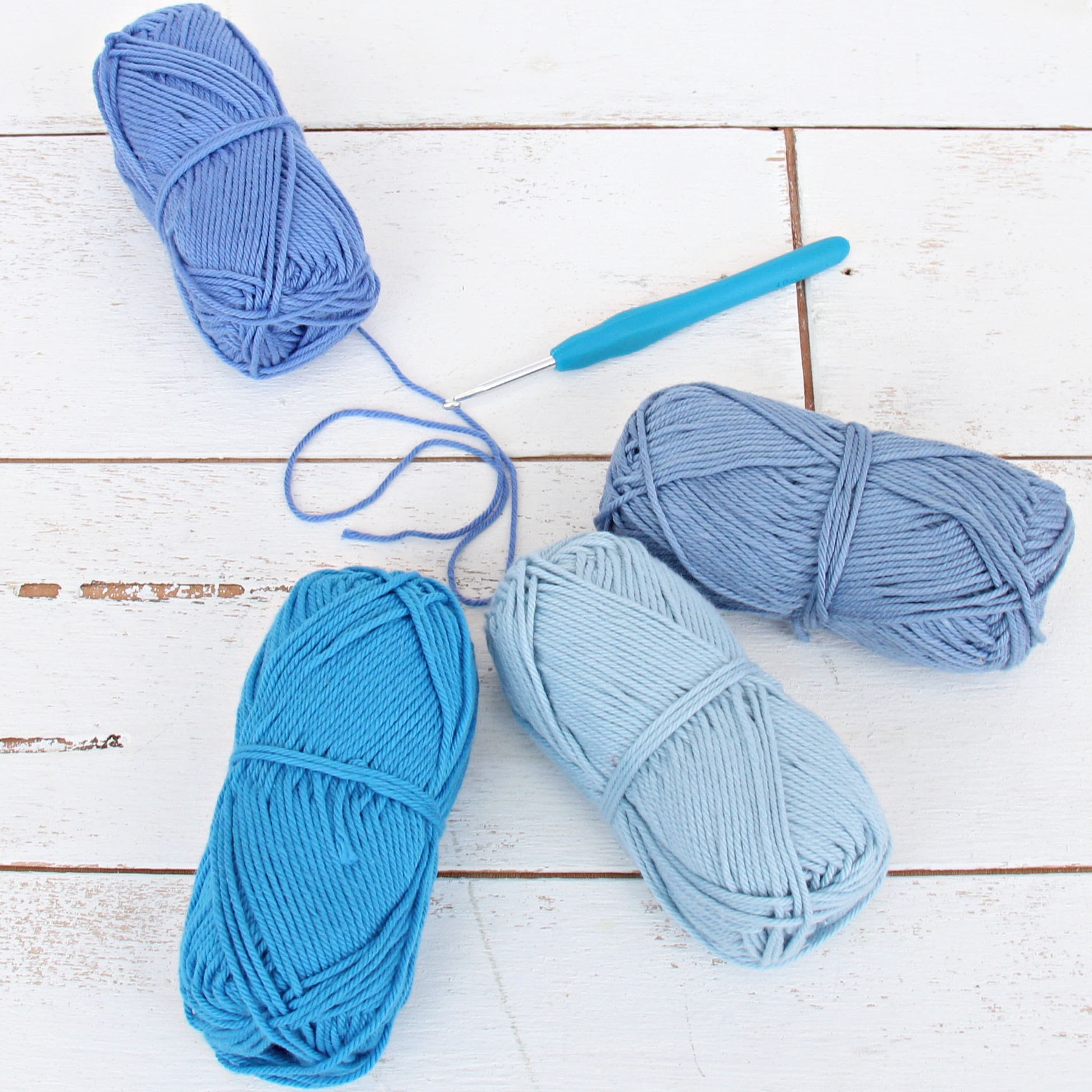 Threadart Crochet 100% Pure Cotton Size 4 Yarn Set | Summer Blue Colors ...