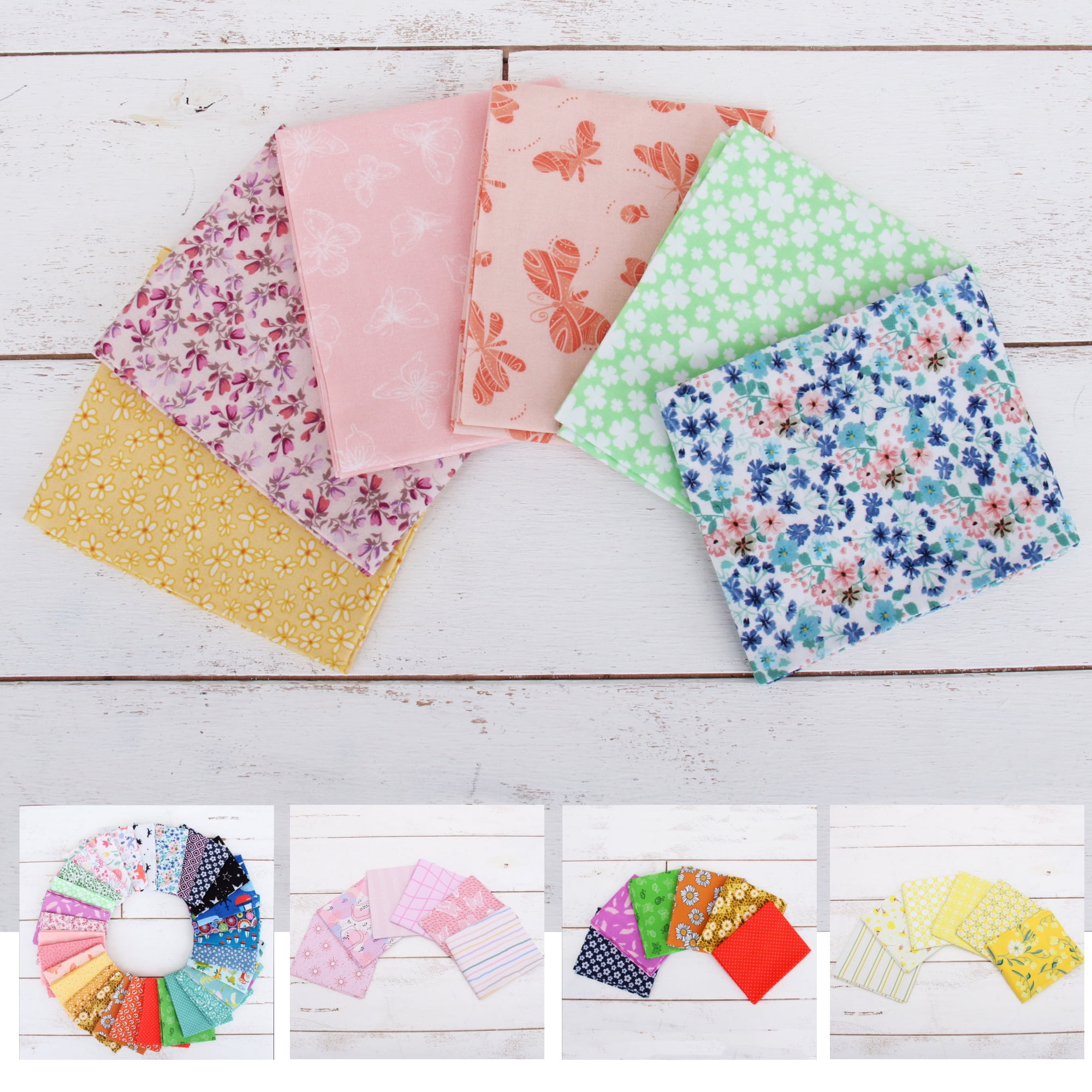 Threadart Fat Quarters Fabric Bundles - 16 Color Options - Pastel ...