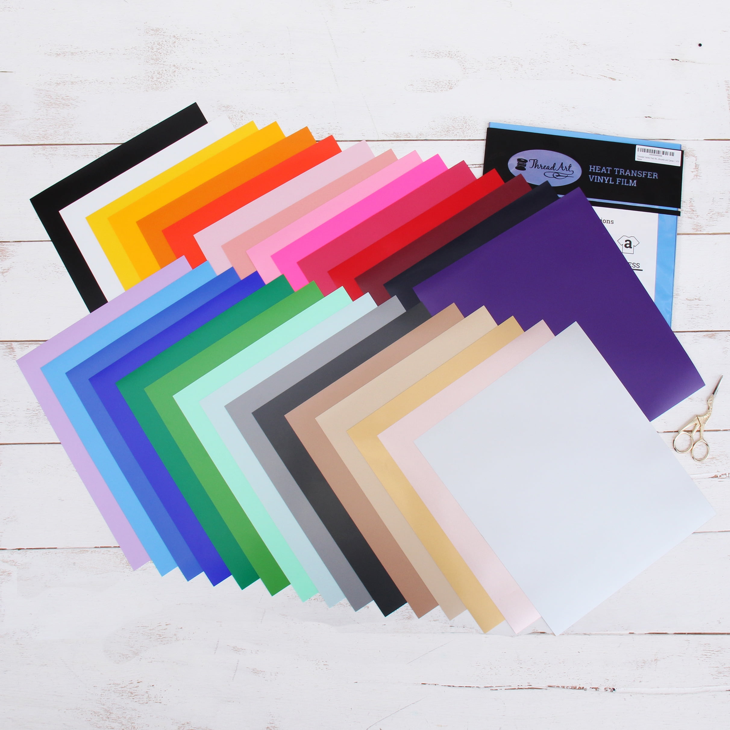 Threadart 10" x 12" Heat Transfer Vinyl Precut Sheets | Solid Colors ...