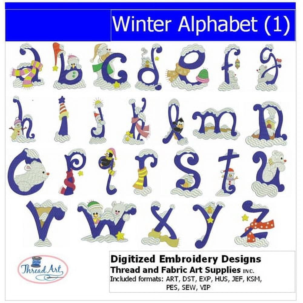 Threadart Machine Embroidery Design Bundles - Alphabet Sets - Winter ...