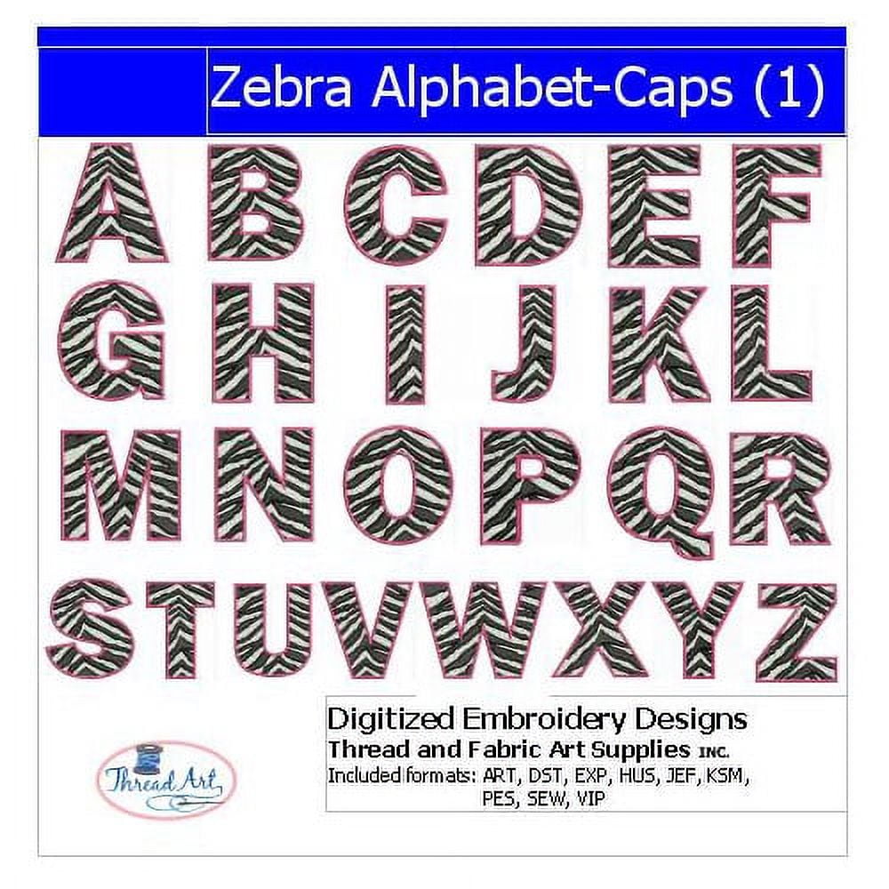 Threadart Machine Embroidery Design Bundles - Alphabet Sets - Zebra ...