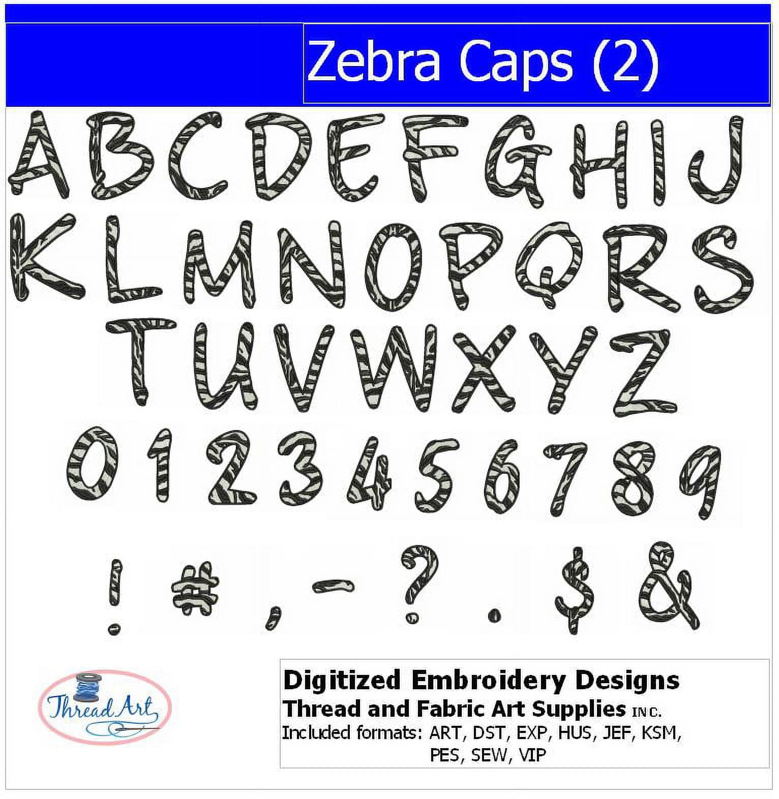Threadart Machine Embroidery Design Bundles - Alphabet Sets - Zebra ...