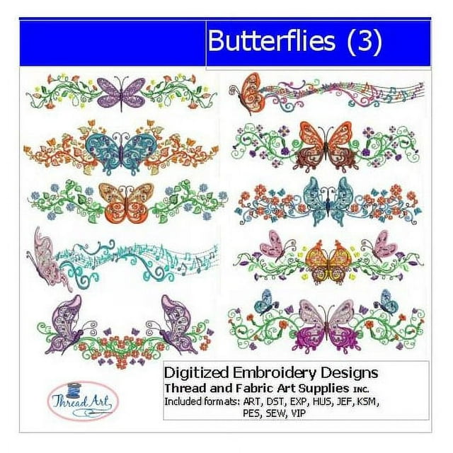 Threadart Machine Embroidery Design Bundles - Animal Sets - Butterflies ...