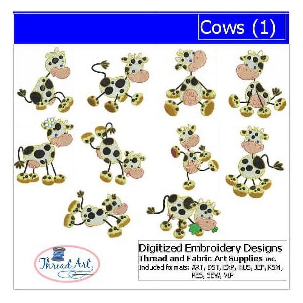 Threadart Machine Embroidery Design Bundles - Animal Sets - Cows(1 ...