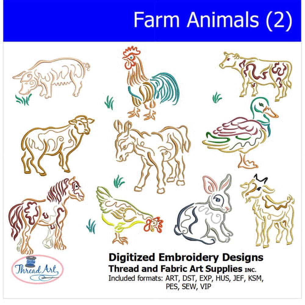 Threadart Machine Embroidery Design Bundles - Animal Sets -Farm Animals ...