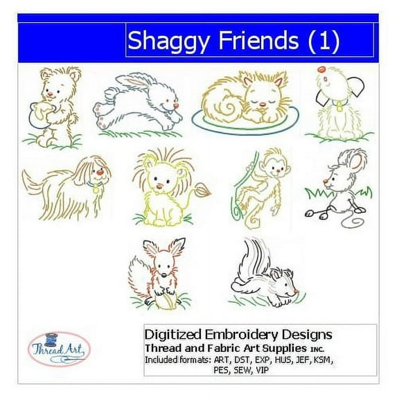 Threadart Machine Embroidery Design Bundles - Animal Sets - Shaggy ...