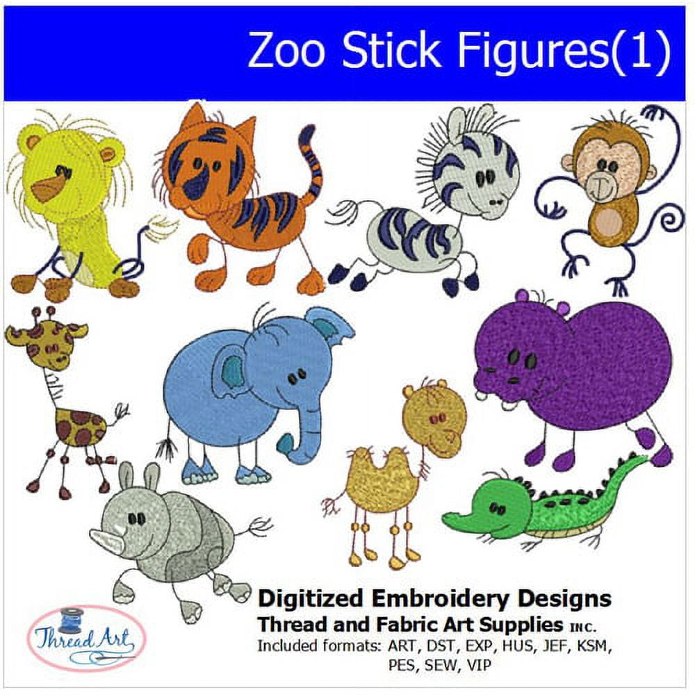 Threadart Machine Embroidery Design Bundles - Children Sets - Zoo Stick ...