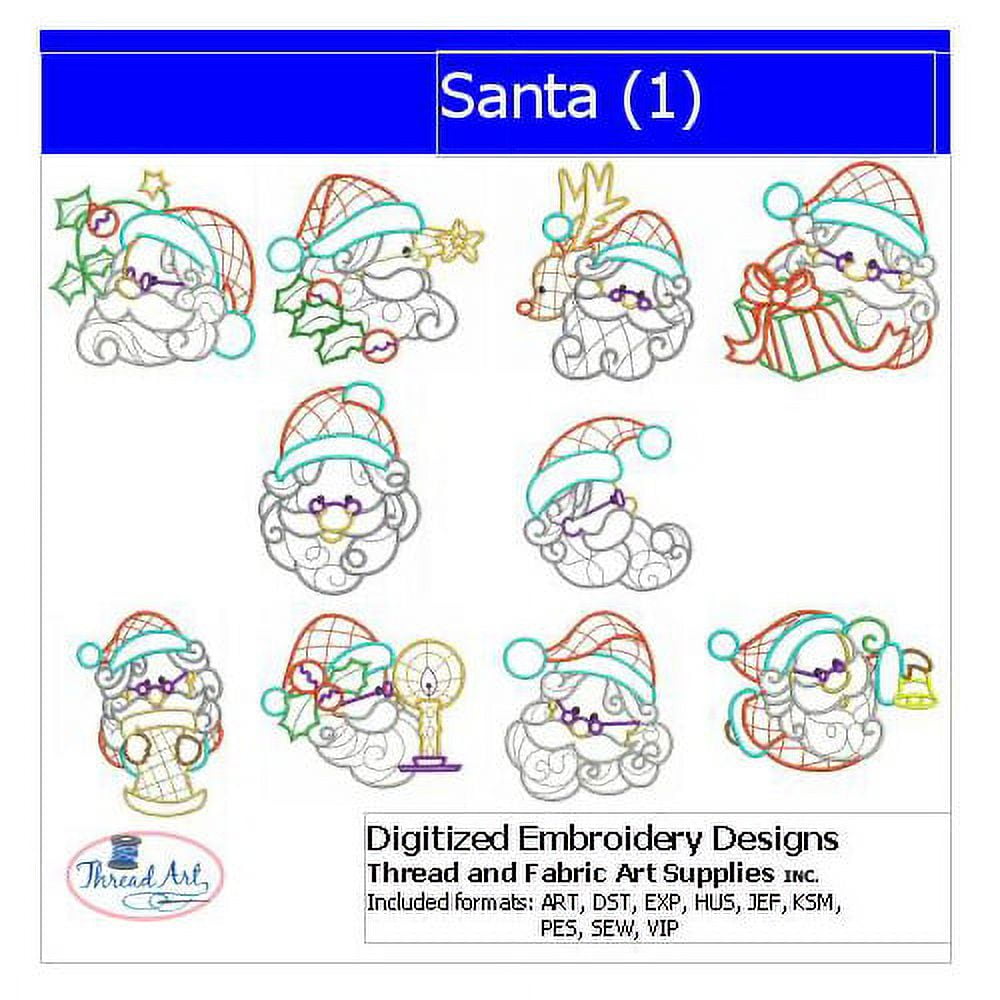 Threadart Machine Embroidery Design Bundles - Holiday Sets - Santa(1 ...