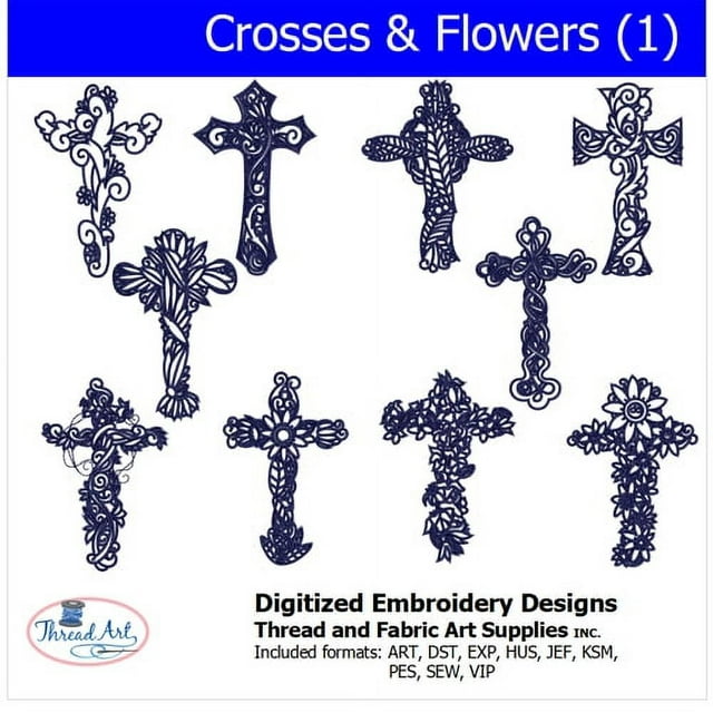 Threadart Machine Embroidery Design Bundles - Religion Sets - Crosses ...