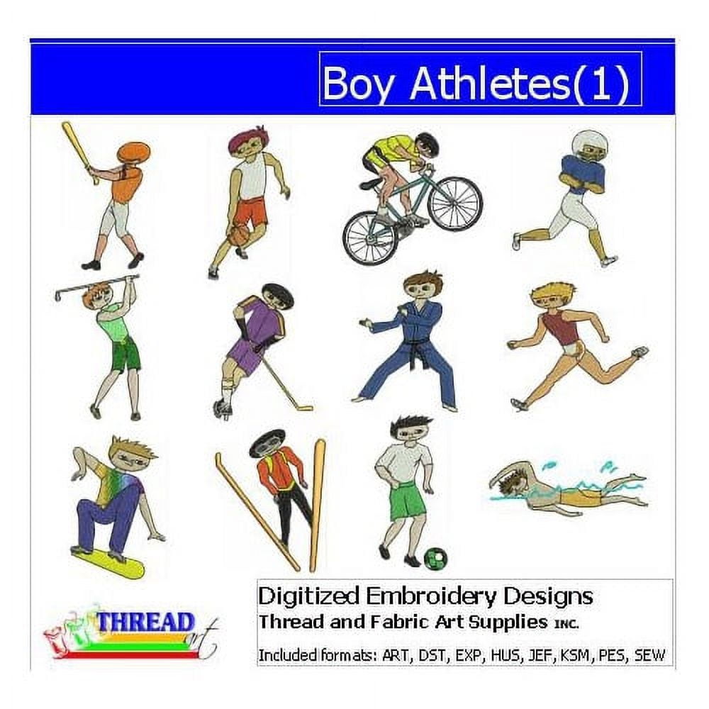 Boy Athletes(1) Embroidery Designs - All Popular Formats Included ...