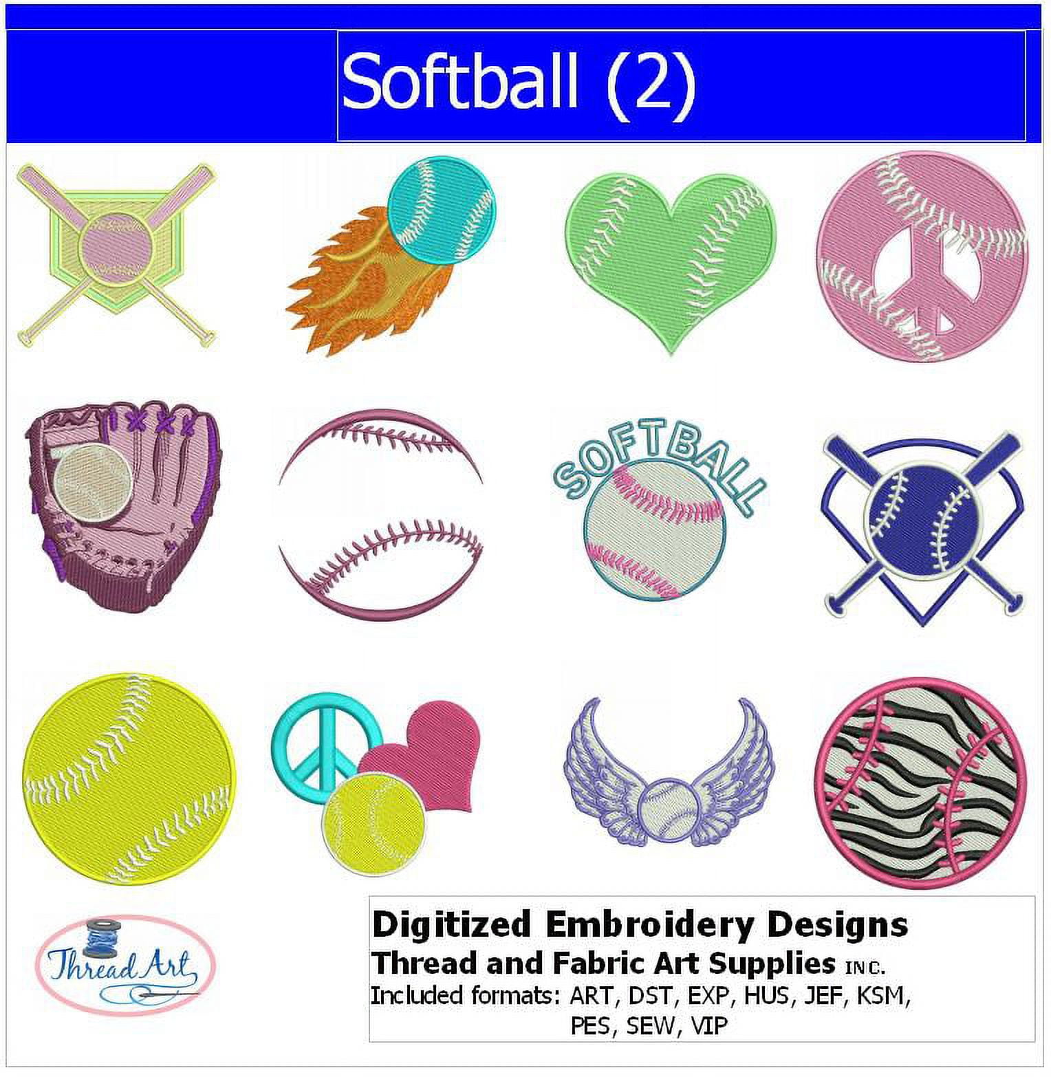 Threadart Machine Embroidery Design Bundles - Sport Sets - Softball(2 ...