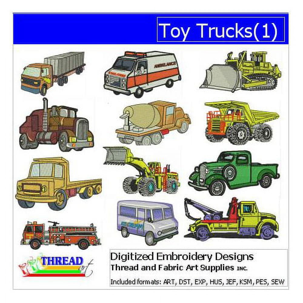 Threadart Machine Embroidery Design Bundles - Transportation Sets - Toy ...
